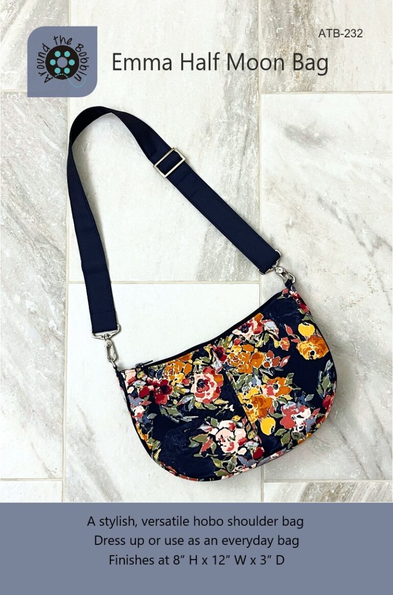 Emma Half Moon Bag shoulder bag or cross-body sewing pattern – Around ...